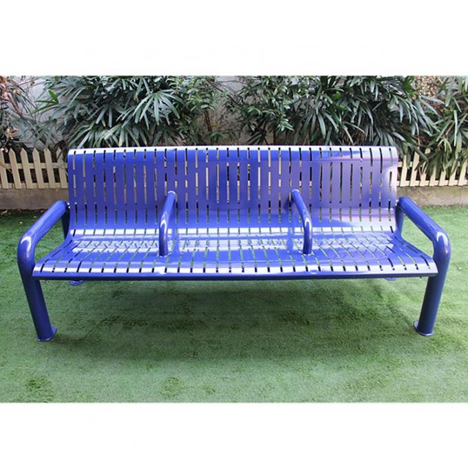 Laser Cut Steel Park Outdoor Metal Benches With Backrest Armrest