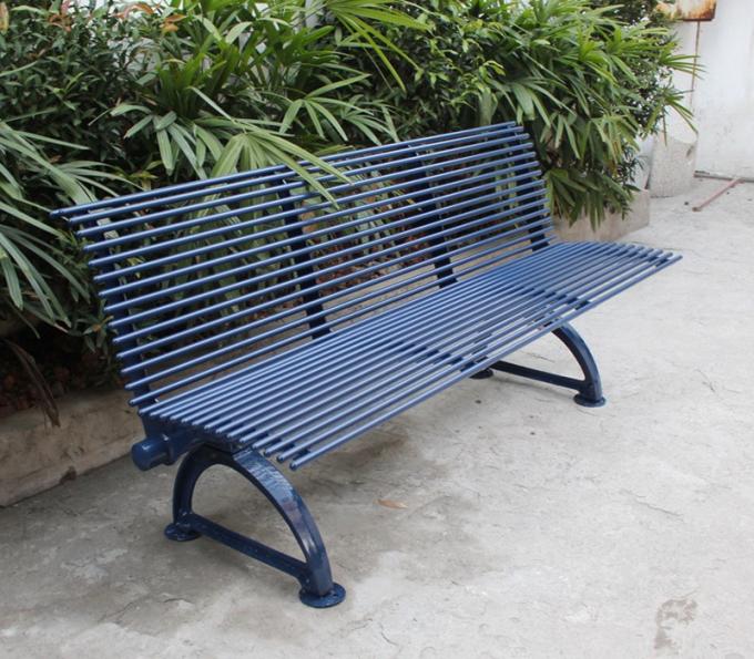 Custom Mild Steel Outdoor Metal Benches With Sandblasting Zinc Spraying ...